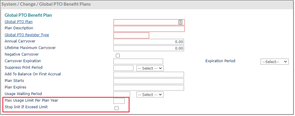 Setting Up Global PTO Plans