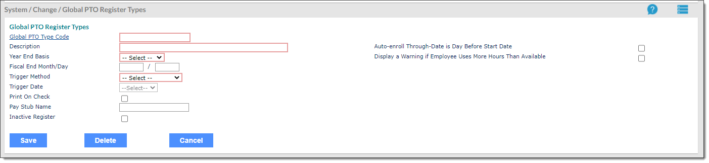 Setting Up Global PTO Plans