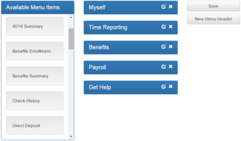 Selecting Default Menus with ESS Menu Builder