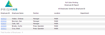 Employee ID Report