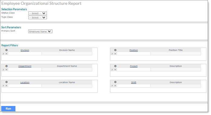 Employee Organizational Structure Report
