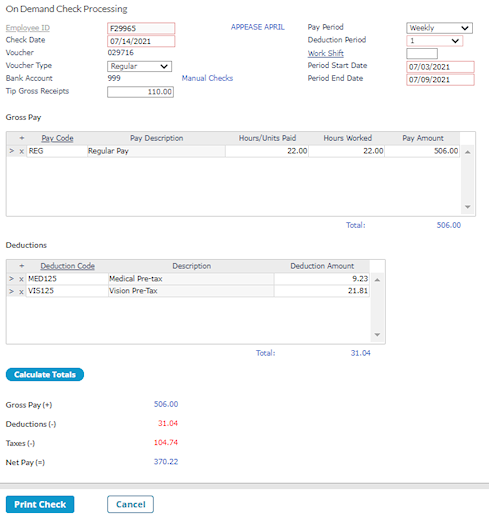 Processing On Demand Checks