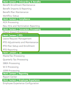 Using the PTO Work Center