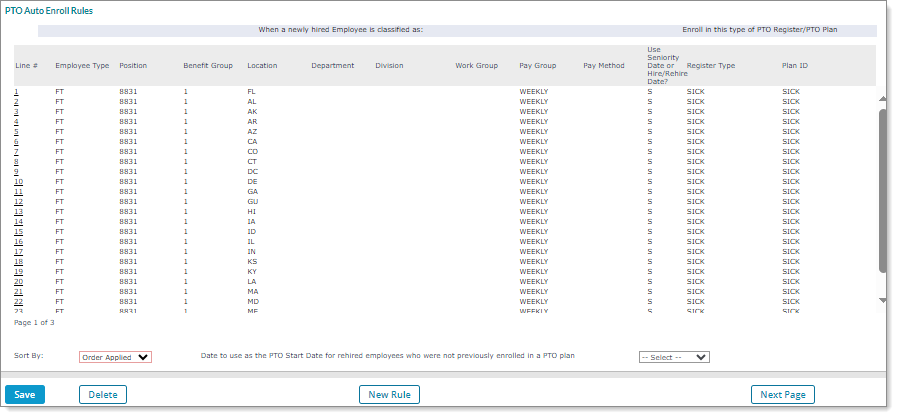 Specifying PTO Auto-enroll Rules