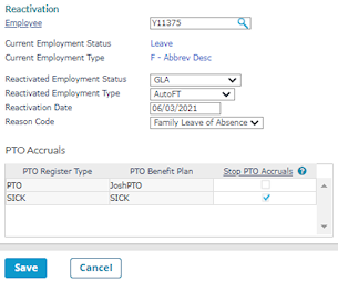 Reactivating an Employee