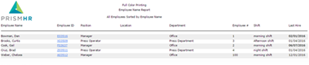 Employee Name Report